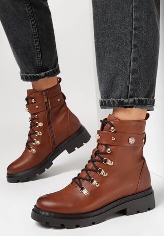 Brązowe Botki Rheneia - Born2be