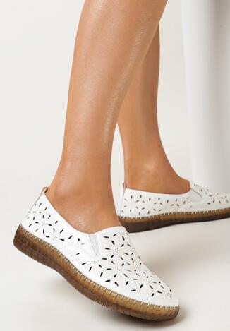 Białe Ażurowe Mokasyny Haldoni - Born2be