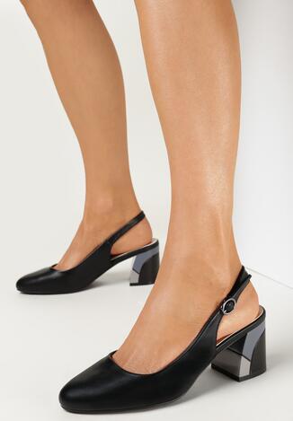 Czarne Sandały na Słupku z Zabudowanym Noskiem Zeleta - Born2be