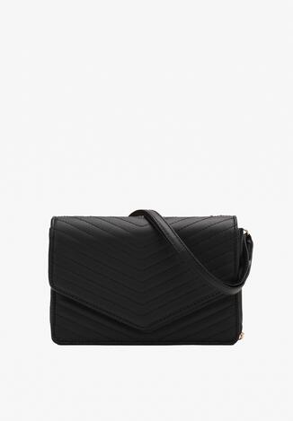 Czarna Torebka Listonoszka z Ozdobnym Pikowaniem Rottmas - Born2be