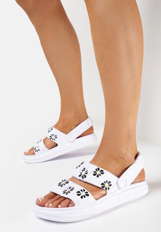 Białe Piankowe Sandały z Kwiatowym Printem Sandemi - Born2be
