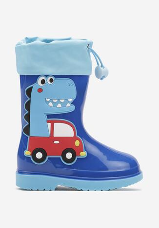 Niebieskie Płaskie Kalosze ze Stoperem na Górze Ozdobione Aplikacją 3D ...