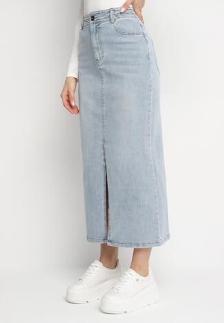 Jasnoniebieska Spódnica Jeansowa o Ołówkowym Kroju Morreia - Born2be