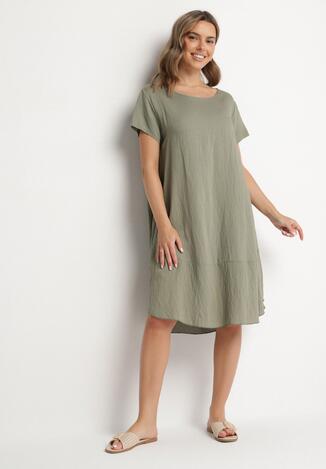 Zielona Rozkloszowana Wiskozowa Sukienka Trivoria - Born2be