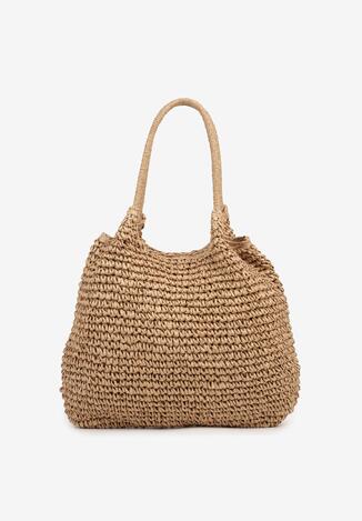 Ciemnobeżowa Pleciona Torebka Plażowa Shopperka Tilaura - Born2be