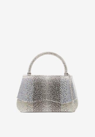 Srebrna Koktajlowa Torebka Ozdobiona Cyrkoniami Delmine - Born2be