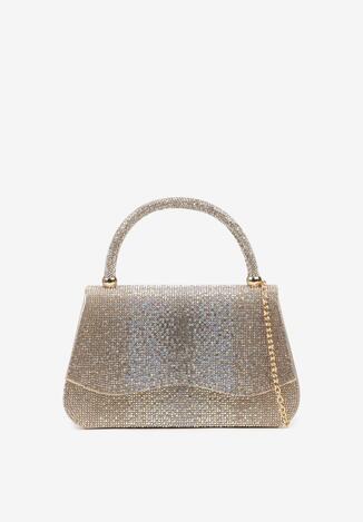 Złota Koktajlowa Torebka Ozdobiona Cyrkoniami Delmine - Born2be