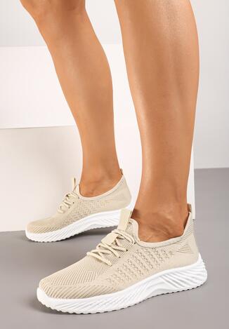Beżowe Sznurowane Buty Sportowe do Kostki Comalia - Born2be