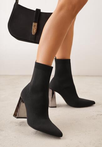 Botine Negre Vices cu Toc cu carâmb Elastic Falienne - Born2be