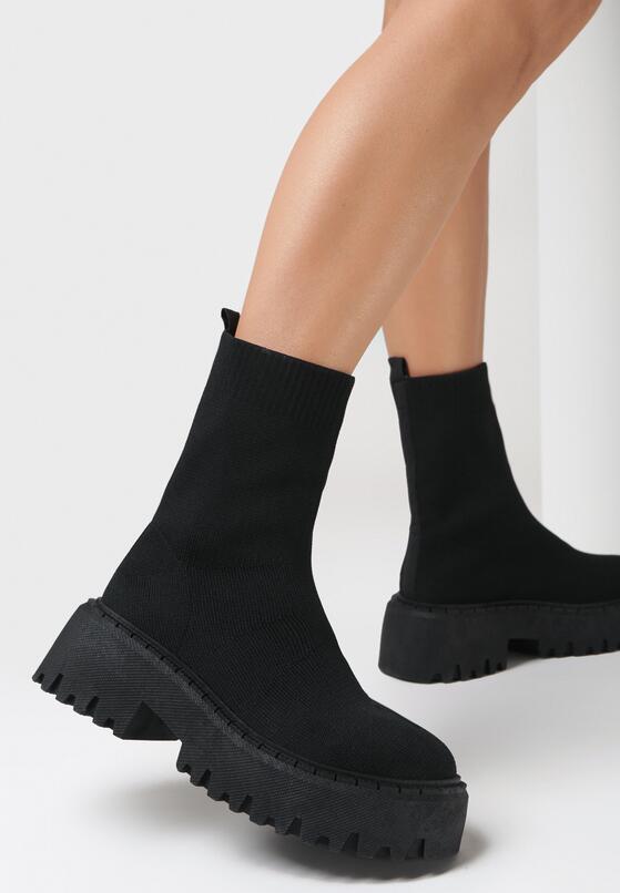 Czarne Botki z Elastyczną Cholewką Kalinna - Born2be