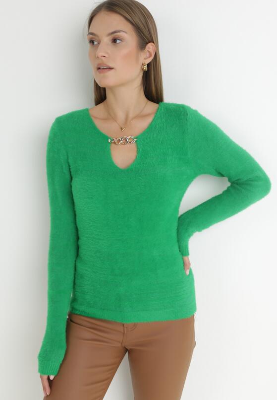 Zielony Sweter z Łańcuszkiem Zilfi - Born2be