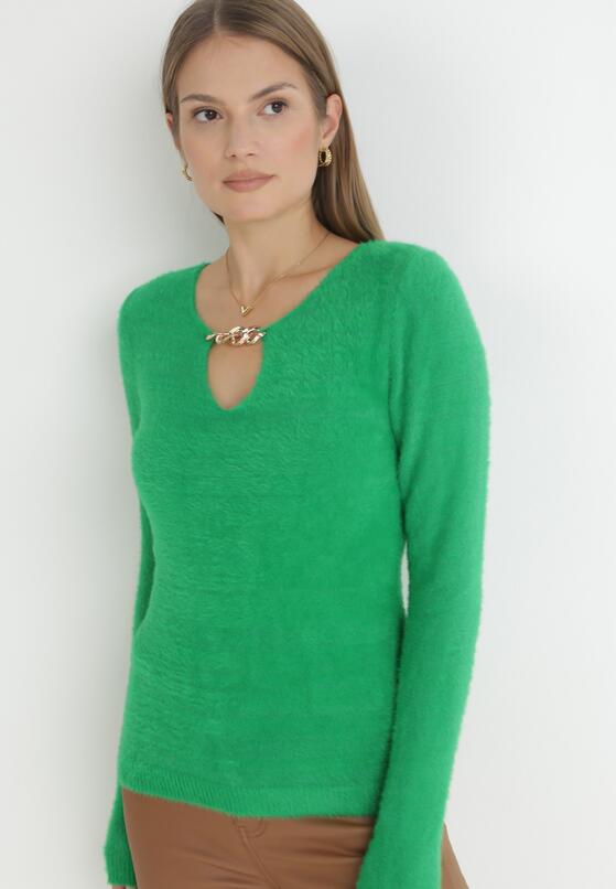 Zielony Sweter z Łańcuszkiem Zilfi - Born2be