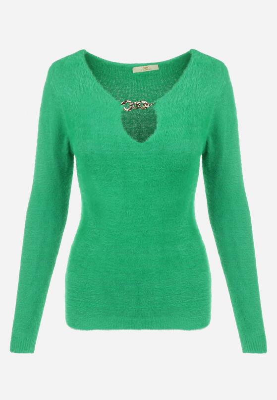 Zielony Sweter z Łańcuszkiem Zilfi - Born2be