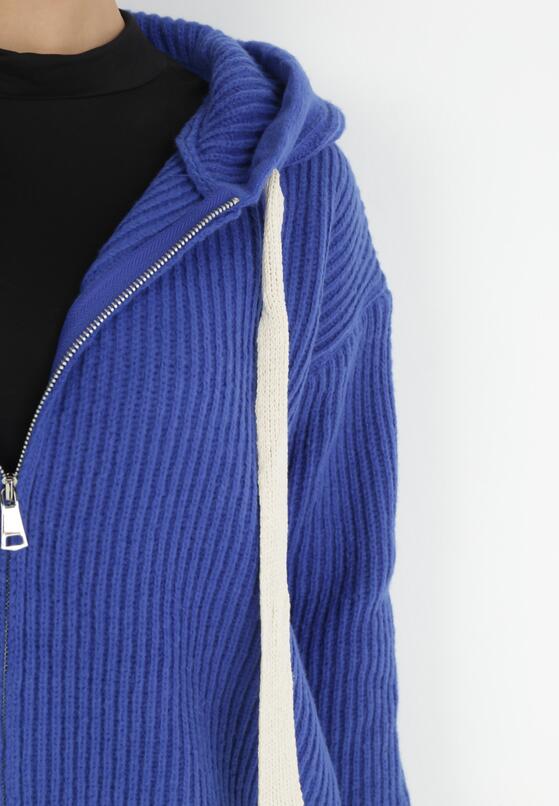 Granatowy Kardigan Zasuwany Oversize z Kapturem Irihapeti - Born2be