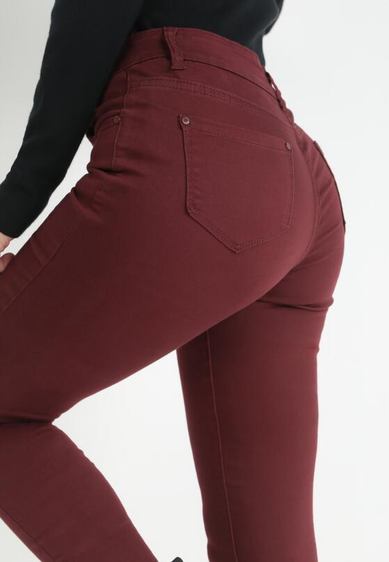 Bordowe Jeansy Skinny Falguni - Born2be