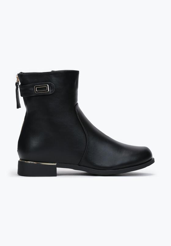 Czarne Botki z Dekoracyjnym Suwakiem i Klamerką Caneite - Born2be