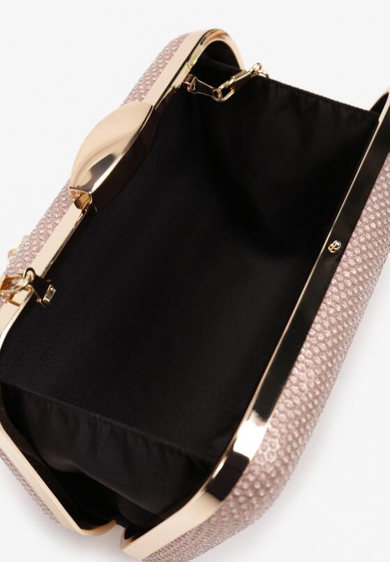 Różowa Torebka Kopertówka Brokatowa z Łańcuszkiem Phery - Born2be