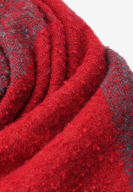 Bordowy Szalik w Szeroką Kratę Creci - Born2be