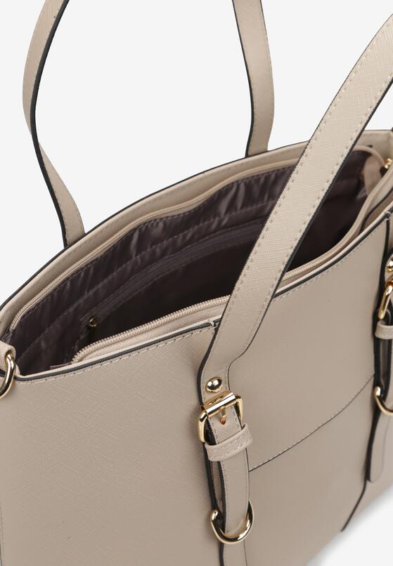 Ciemnobeżowa Torebka z Dwiema Rączkami i Regulowanym Paskiem Graesyn ...