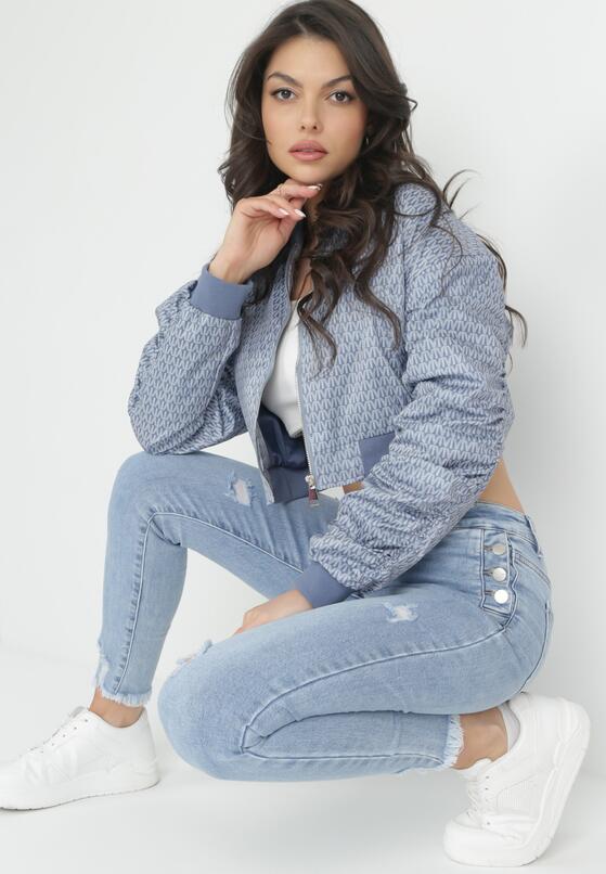 Niebieskie Jeansy Skinny z Przetartą Nogawką Rayella - Born2be