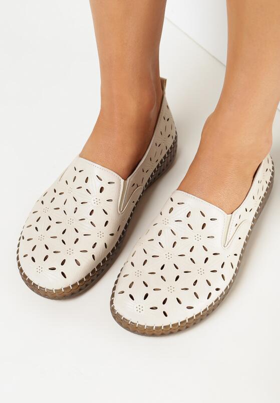 Beżowe Ażurowe Mokasyny Haldoni - Born2be