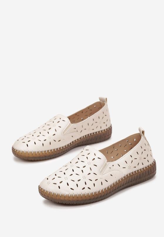 Beżowe Ażurowe Mokasyny Haldoni - Born2be