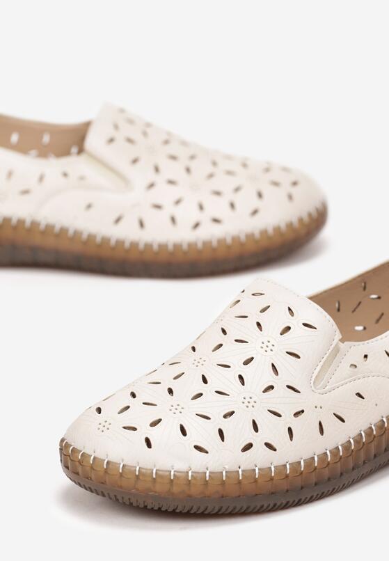 Beżowe Ażurowe Mokasyny Haldoni - Born2be