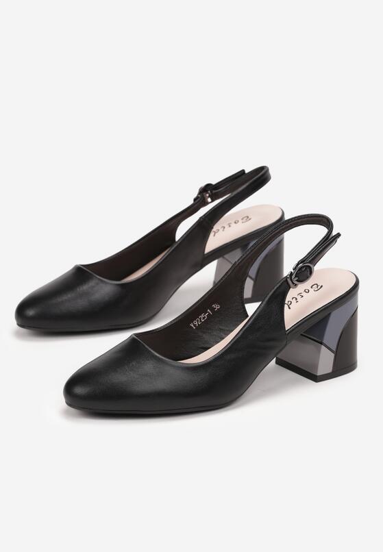 Czarne Sandały na Słupku z Zabudowanym Noskiem Zeleta - Born2be