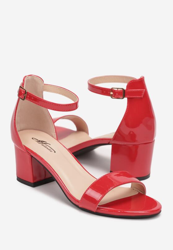 Czerwone Lakierowane Sandały na Słupku Cerria - Born2be