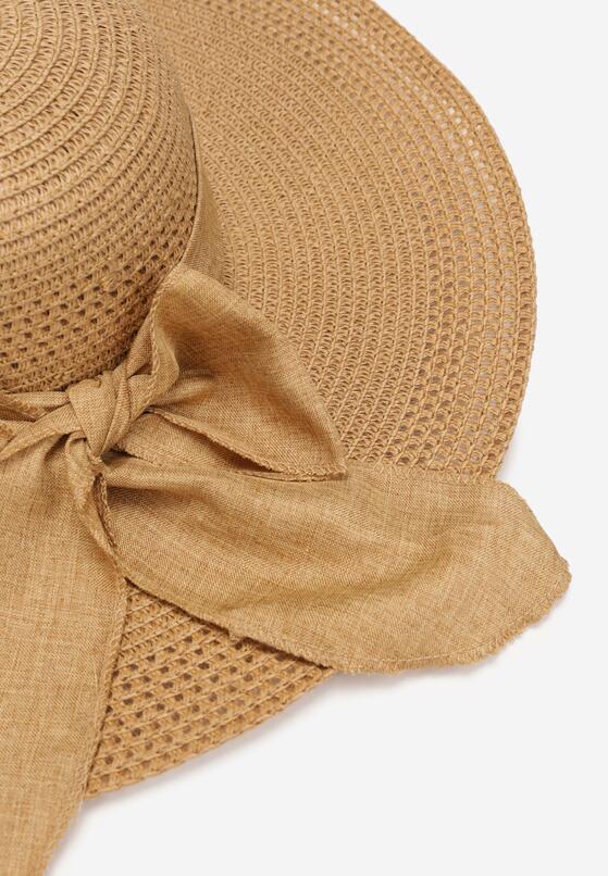 Ciemnobeżowy Kapelusz z Szerokim Rondem i Kokardą Jekeli - Born2be