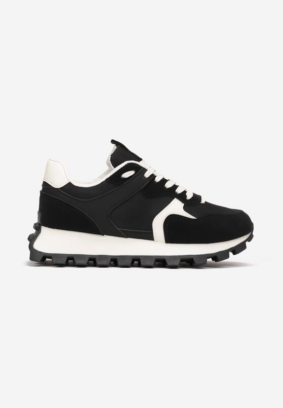 Czarne Sneakersy na Grubej Podeszwie z Przeszyciami Akyia - Born2be