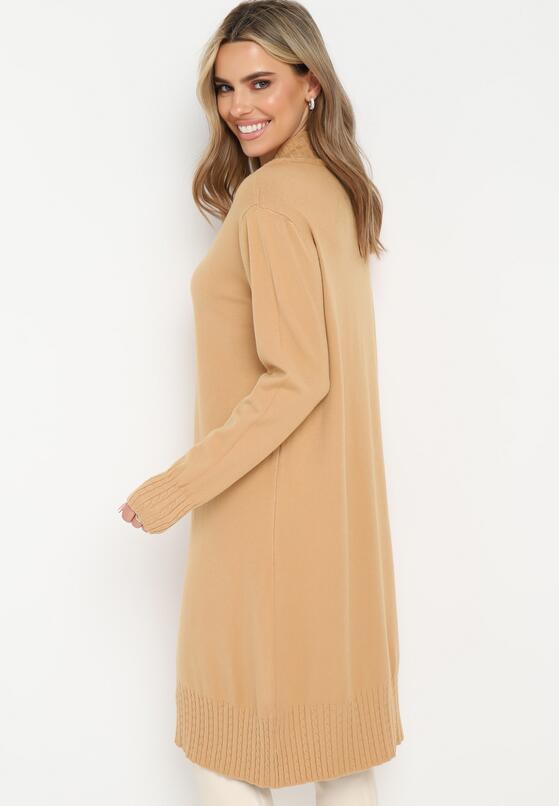 Ciemnobeżowa Pudełkowa Sukienka Sweterkowa Glorive - Born2be