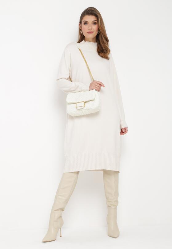 Beżowa Pudełkowa Sukienka Sweterkowa Glorive - Born2be