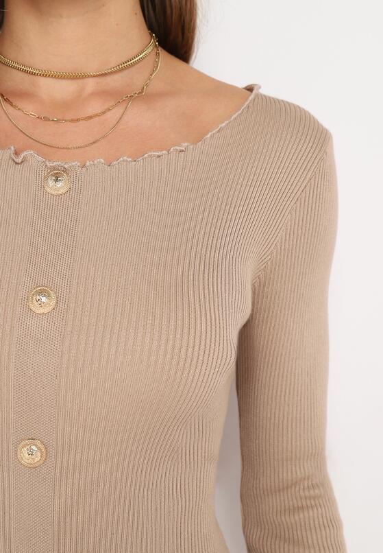 Beżowa Sweterkowa Sukienka Mini z Wiskozy Parimela - Born2be