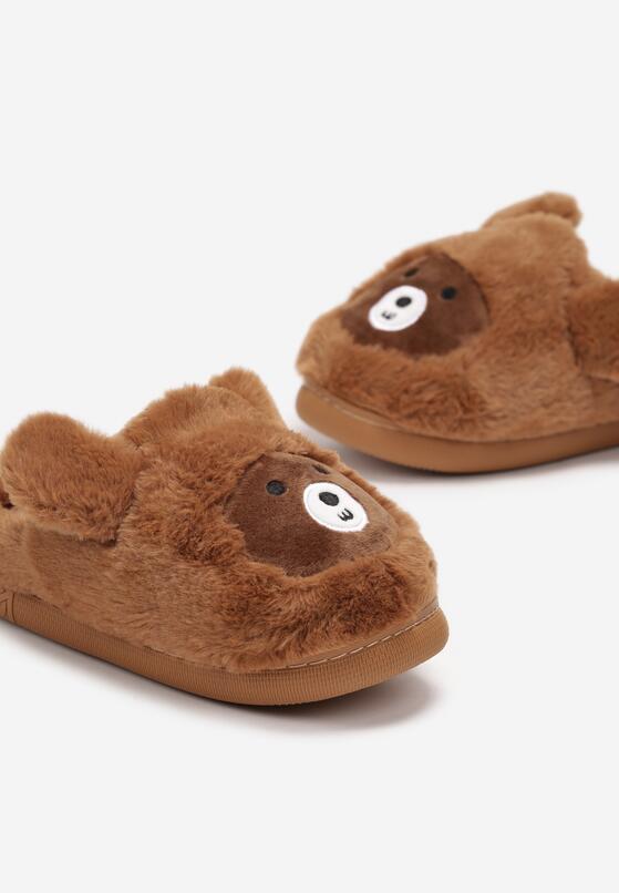 Brązowe Kapcie Futrzane z Imitacją Misia Nexta - Born2be