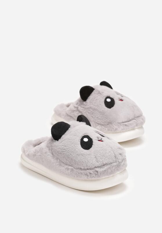 Szare Kapcie z Futerkiem Ometta - Born2be