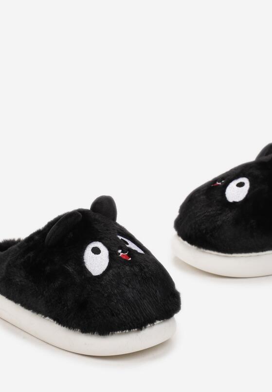 Czarne Kapcie z Futerkiem Ometta - Born2be