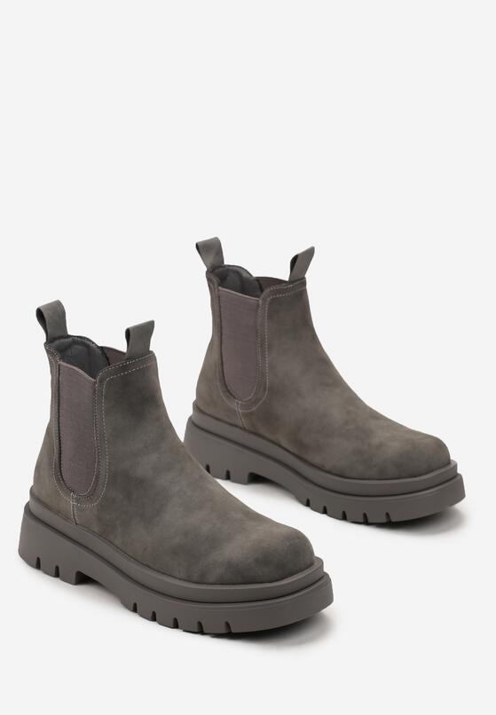 Szare Botki Sztyblety na Grubej Podeszwie Mirisse - Born2be