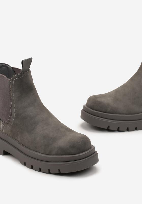 Szare Botki Sztyblety na Grubej Podeszwie Mirisse - Born2be