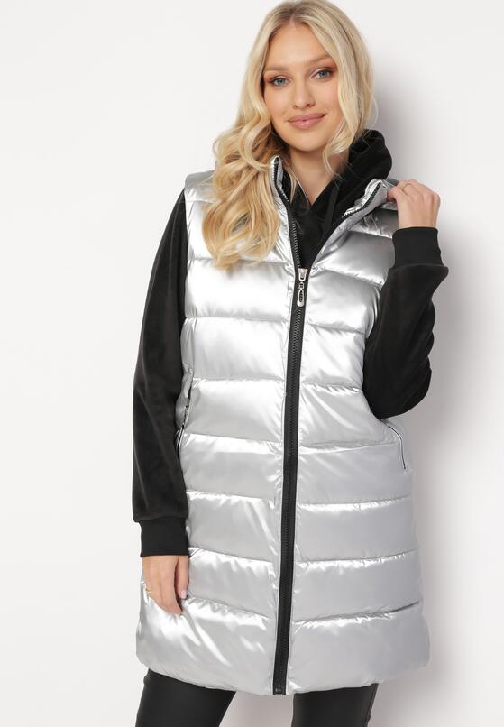 Srebrna Kamizelka Pikowana z Kapturem Clozone - Born2be