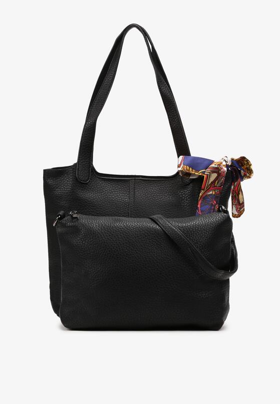 Czarna Duża Torebka na Ramie z Paskiem Hersa - Born2be
