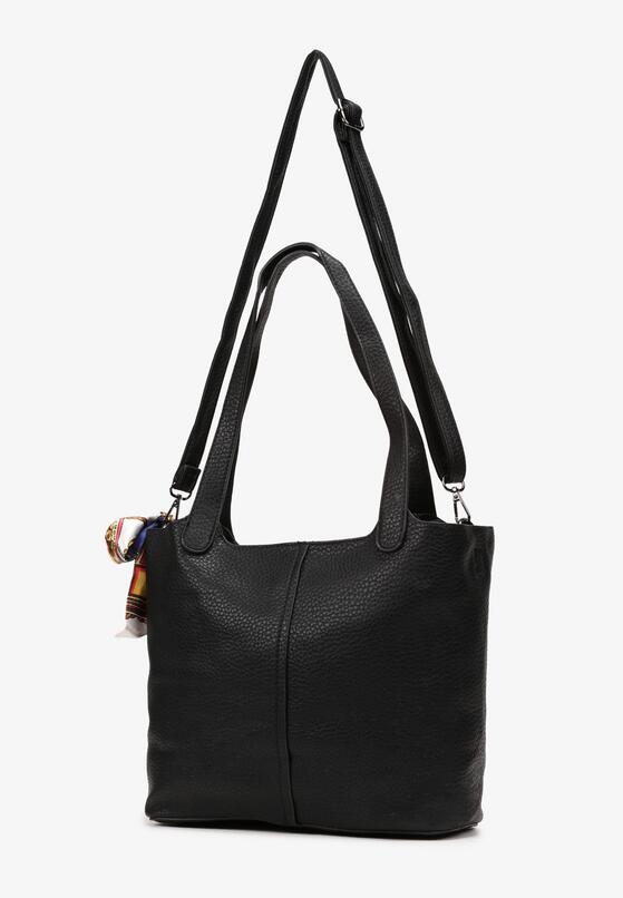 Czarna Duża Torebka na Ramie z Paskiem Hersa - Born2be
