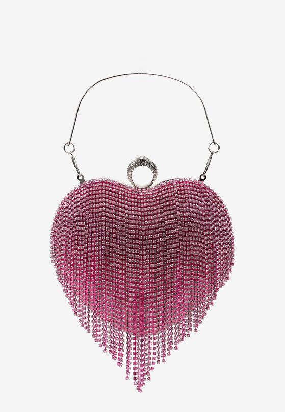 Fuksjowa Torebka Serduszko z Cyrkoniami i Łańcuszkiem Forella - Born2be