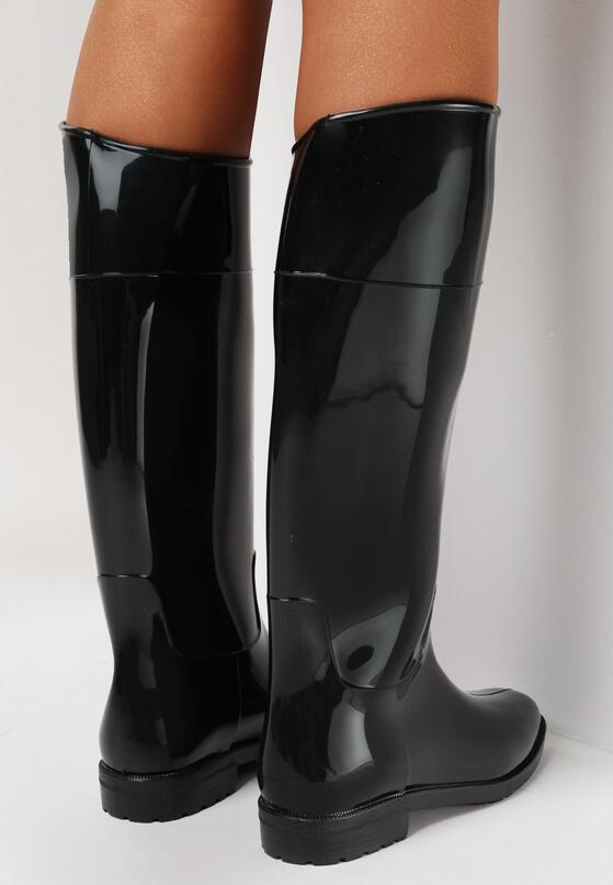 Czarne Eleganckie Kalosze Lakierowane Nocta - Born2be