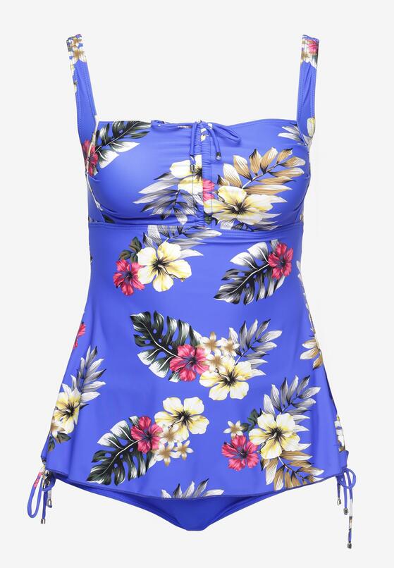 Granatowe Bikini Tankini z Topem w Kwiaty Uviara - Born2be