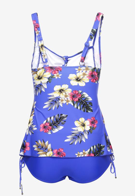 Granatowe Bikini Tankini z Topem w Kwiaty Uviara - Born2be