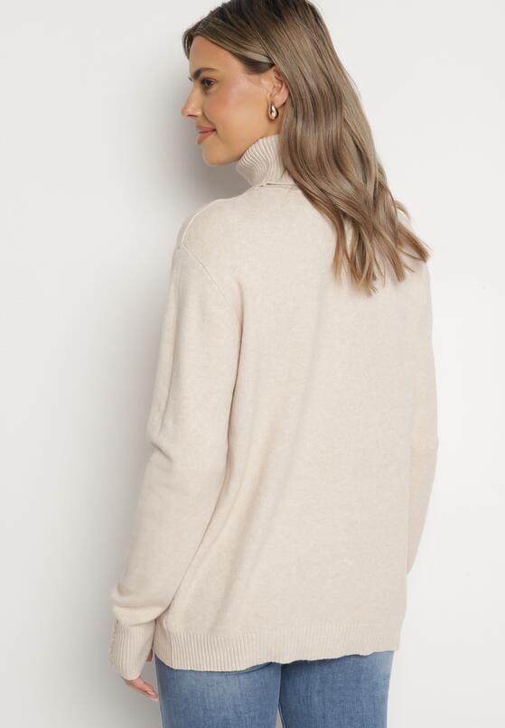 Pulover pe gât Bej - Born2be