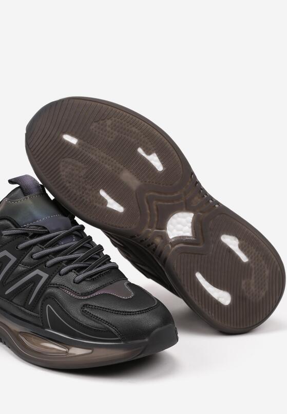Czarne Płaskie Buty Sportowe Sneakersy z Geometrycznym Wzorem Redela ...