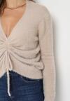 Beżowy Wełniany Sweter ze Ściąganym Troczkiem Maymuni - Born2be