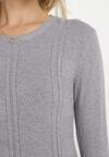 Szary Klasyczny Sweter Ozdobiony Delikatnymi Prążkami Simvola - Born2be